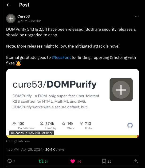 Exploring the DOMPurify library: Bypasses and Fixes (1/2) | mizu.re Exploring the DOMPurify library: Bypasses and Fixes (1/2) | mizu.re